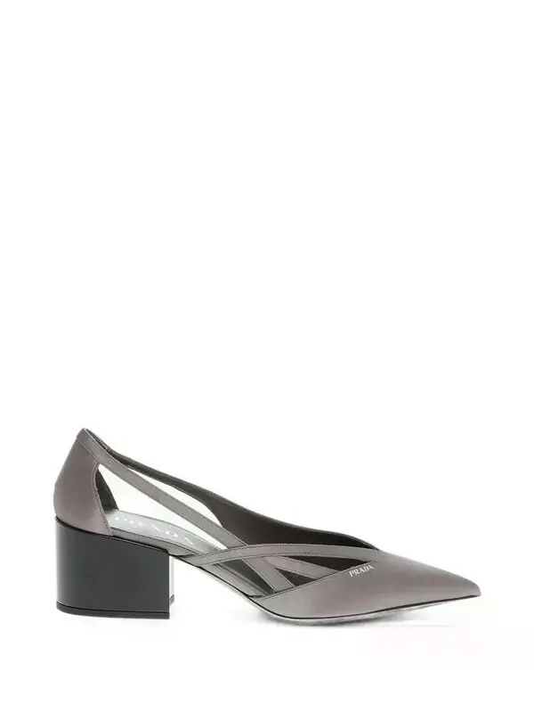 Prada Cut-out Pointed-toe Pumps - Grey