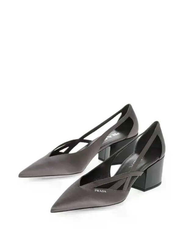 Prada Cut-out Pointed-toe Pumps - Grey