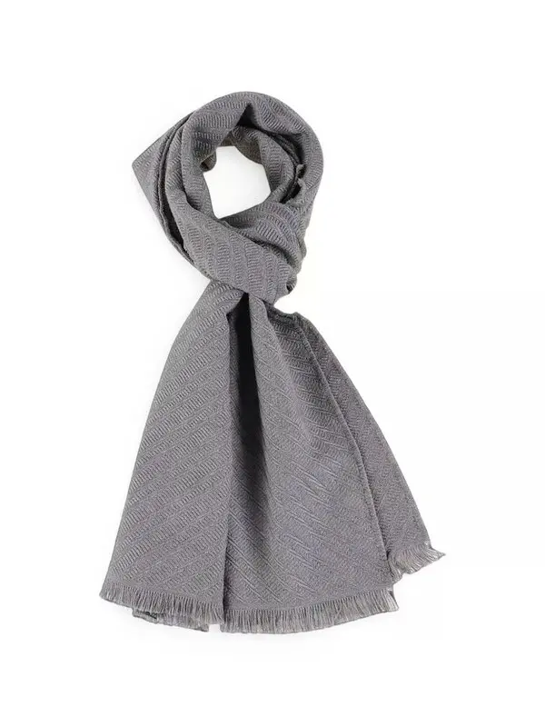 Emporio Armani Herringbone-pattern Frayed Scarf