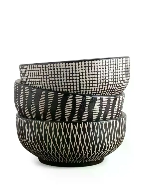 CHEHOMA Hakama Geometric-pattern Bowls - White