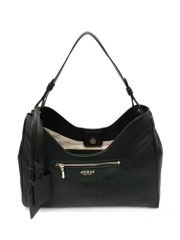 Guess Antonia Logo-plaque Pebbled-leather Shoulder Bag