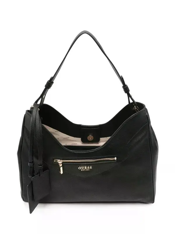 Guess Antonia Logo-plaque Shoulder Bag - Black