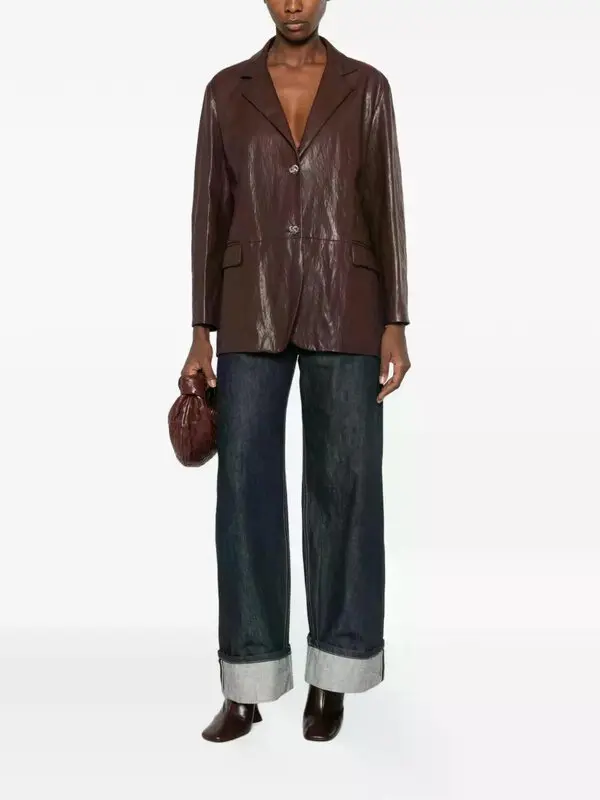 KRISTINA TI Crinkled-effect Button-up Jacket