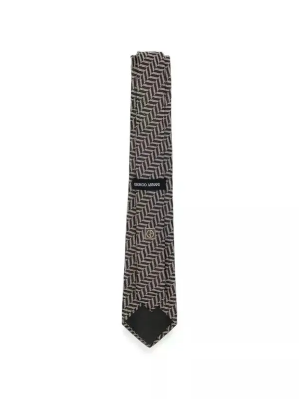 Giorgio Armani Chevron-pattern Silk Tie - Grey