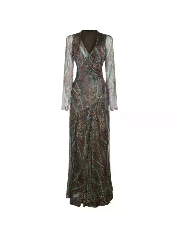 Etro Paisley-pattern Maxi Dress - Grey
