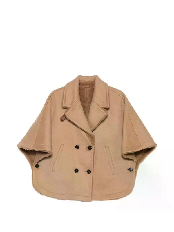 Max Mara Double-breasted Reversible Shearling Cape - Neutrals