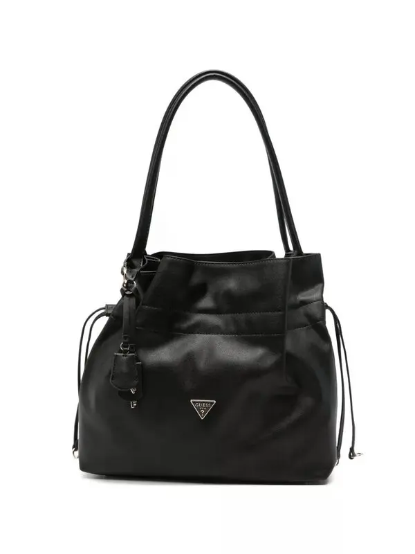 Guess Karima Drawstring-fastening Leather Tote Bag - Black