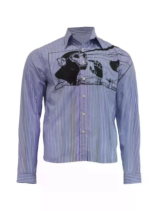 Prada Striped Monkey-print Shirt
