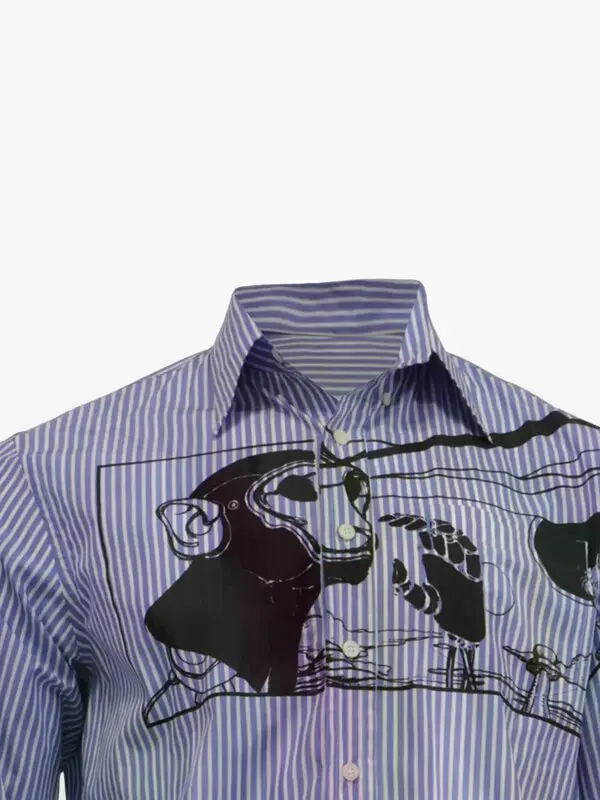 Prada Striped Monkey-print Shirt