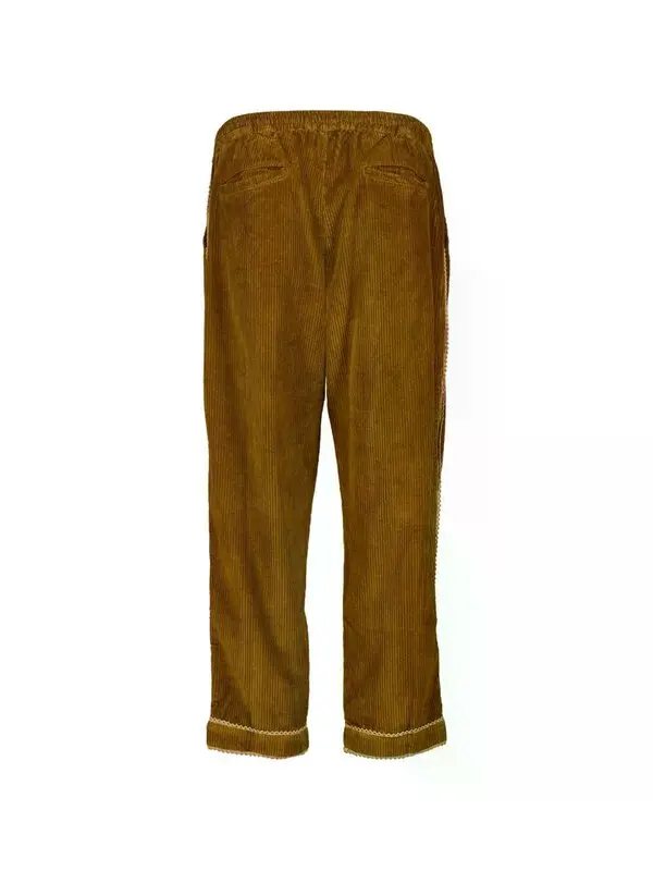 BAZISZT Lace-trim Corduroy Trousers