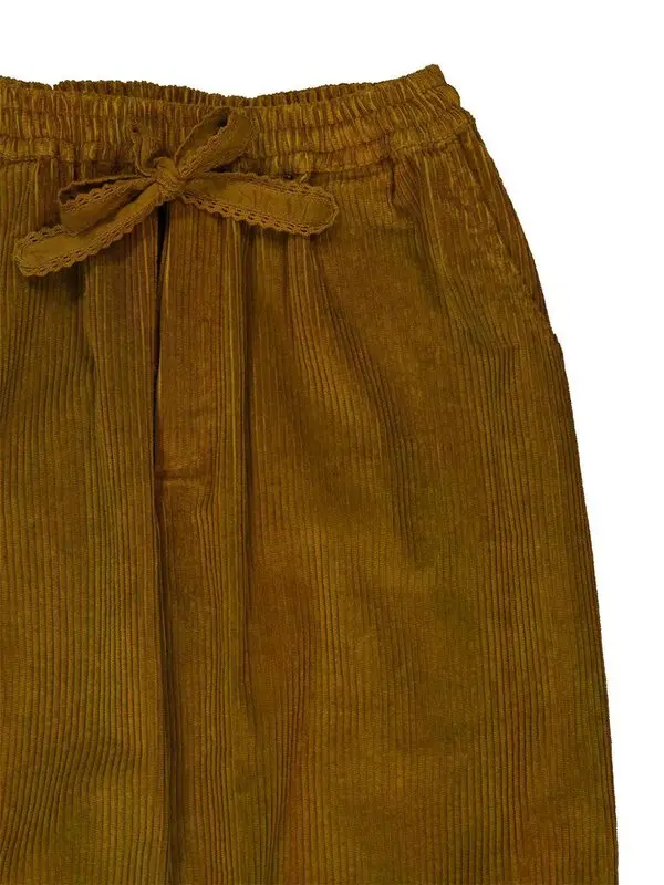 BAZISZT Lace-trim Corduroy Trousers