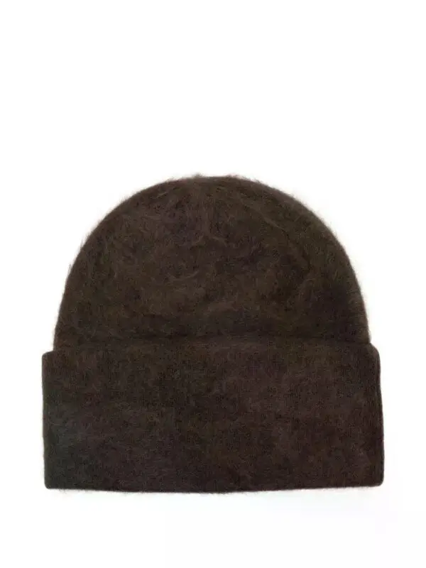 Soft Goat Brushed Beanie Hat - Brown