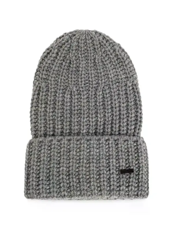 Dsquared2 Logo-plaque Chunky-knit Beanie Hat - Grey