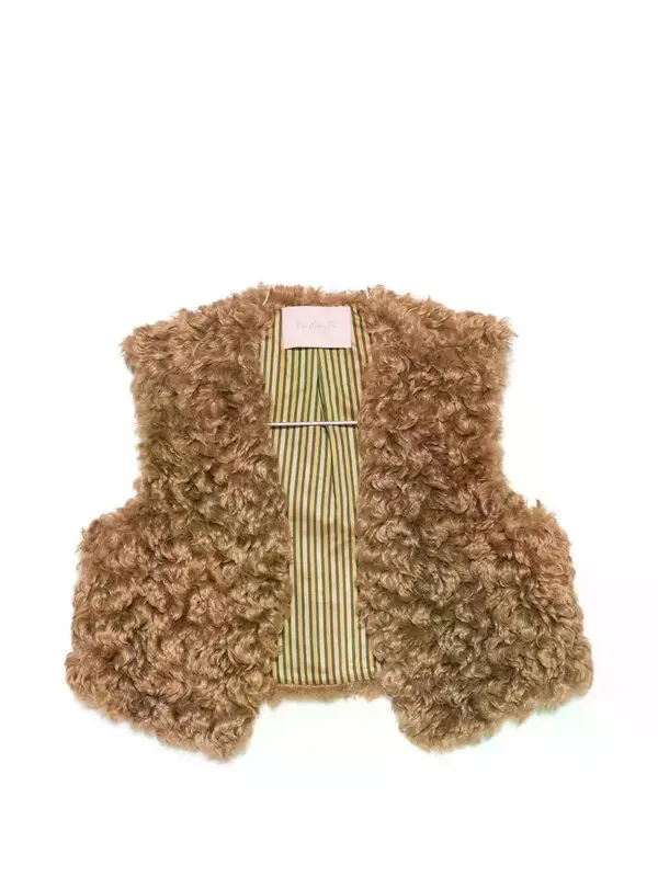 KRISTINA TI Faux-fur Cropped Gilet - Neutrals