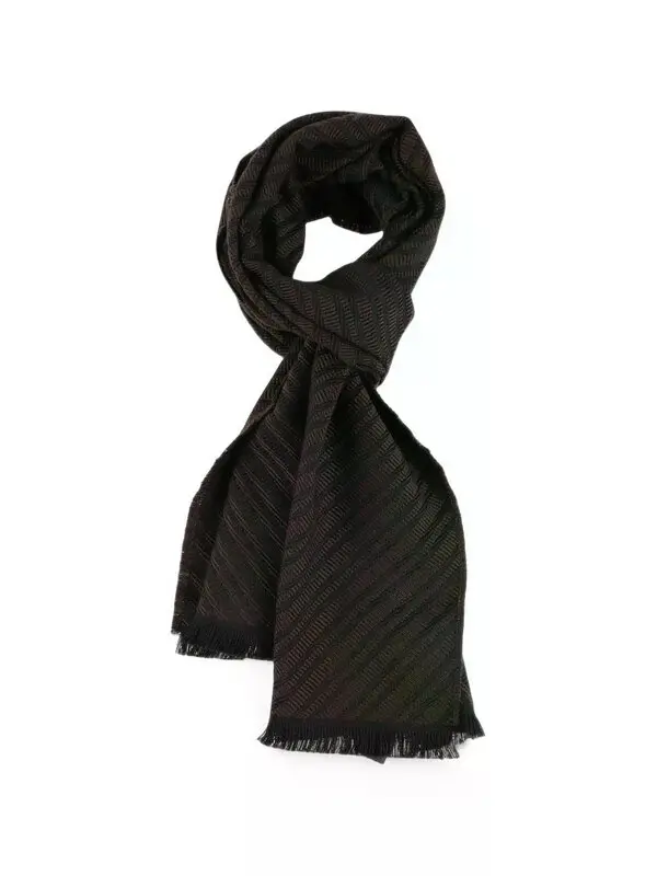 Emporio Armani Chevron-knit Frayed Scarf
