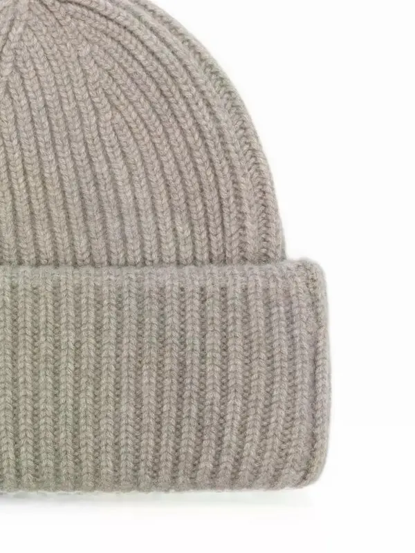 Soft Goat Ribbed-knit Beanie Hat