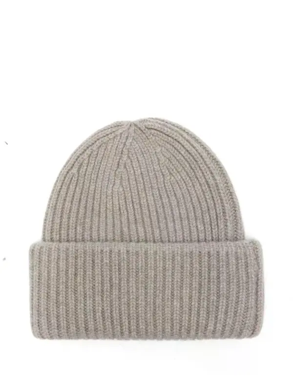 Soft Goat Ribbed Beanie - Grey