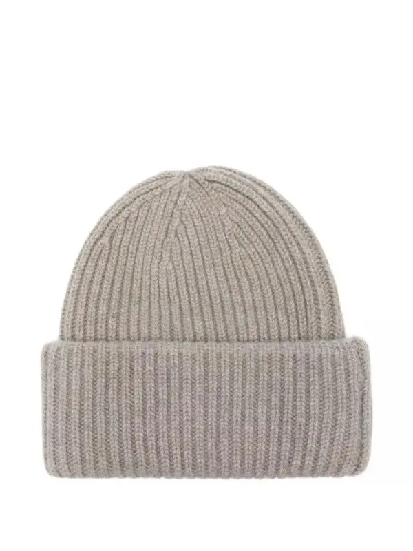 Soft Goat Ribbed Beanie - Grey