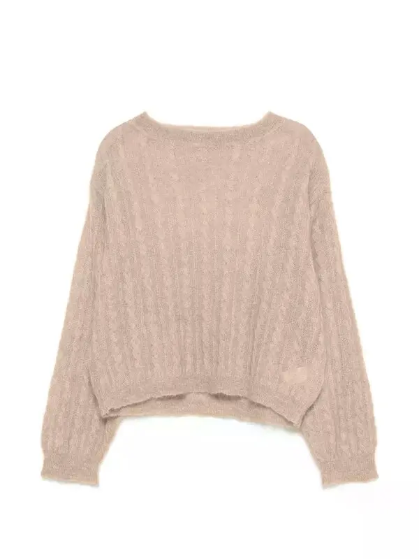 KRISTINA TI Cable-knit Boat-neck Sweater - Neutrals