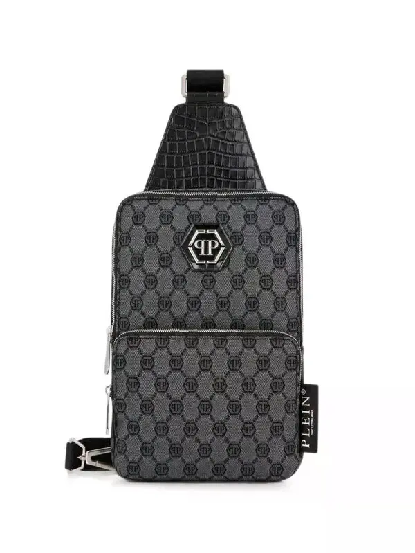 Philipp Plein Denim Crossbody Bag Jacquard Monogram