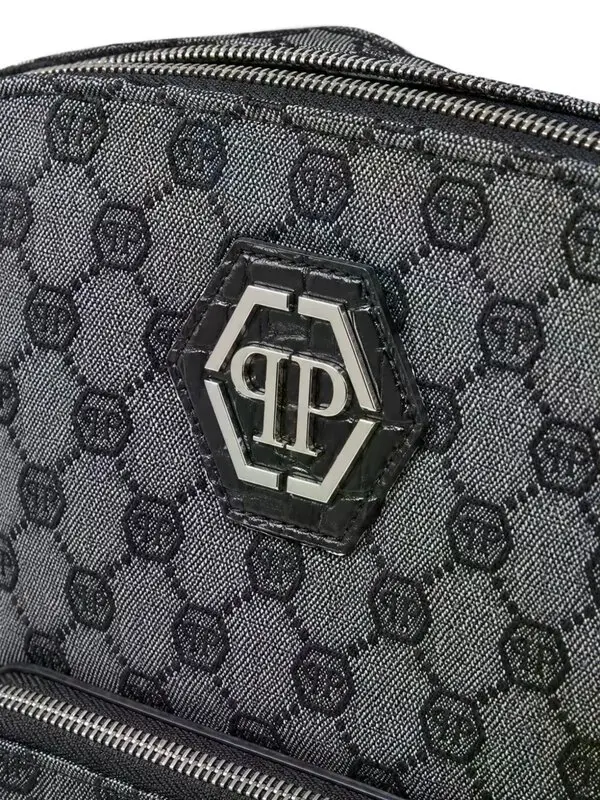 Philipp Plein Denim Crossbody Bag Jacquard Monogram