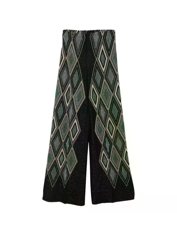 CIRCUS HOTEL Argyle-pattern Palazzo Pants - Black