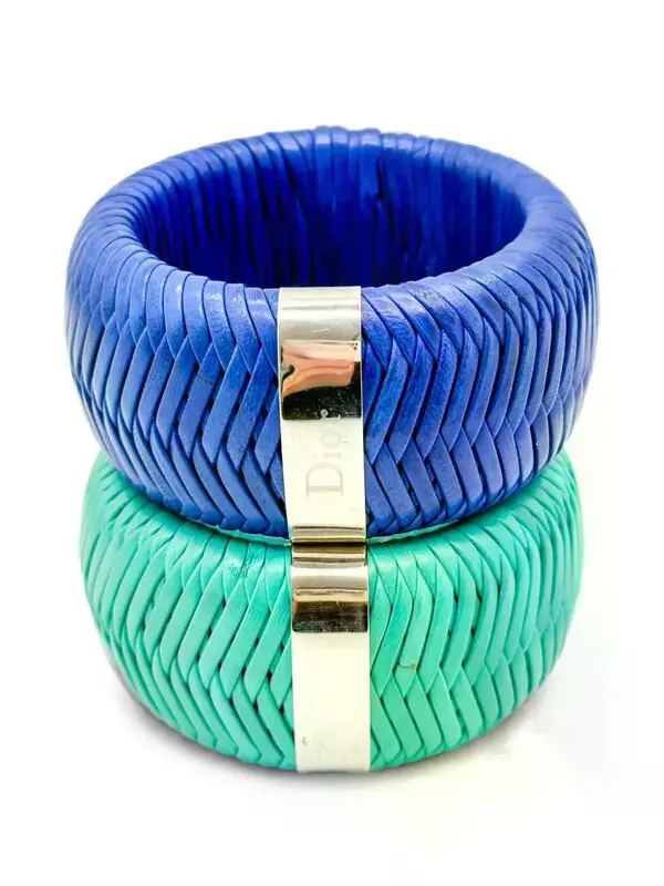 Dior 2000s Leather Weave Bangle Stack