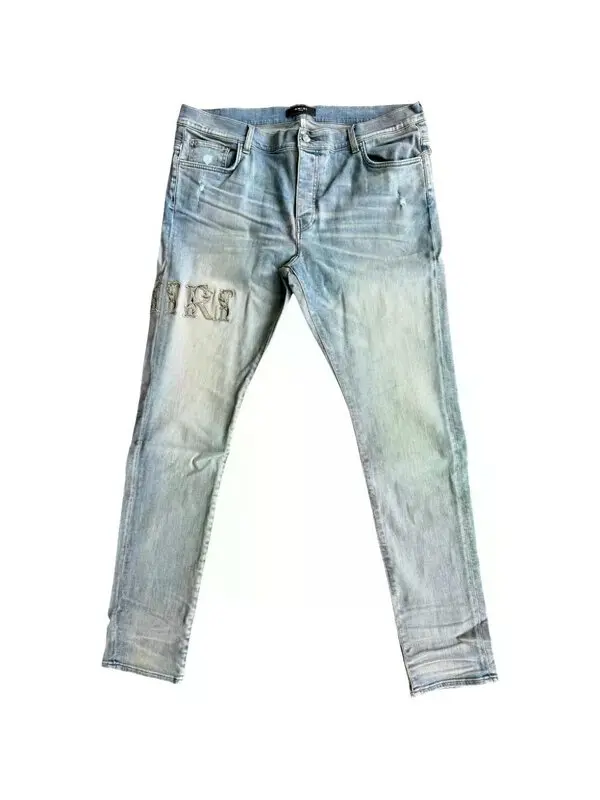 Amiri Baroque Varsity Logo Jeans - Blue