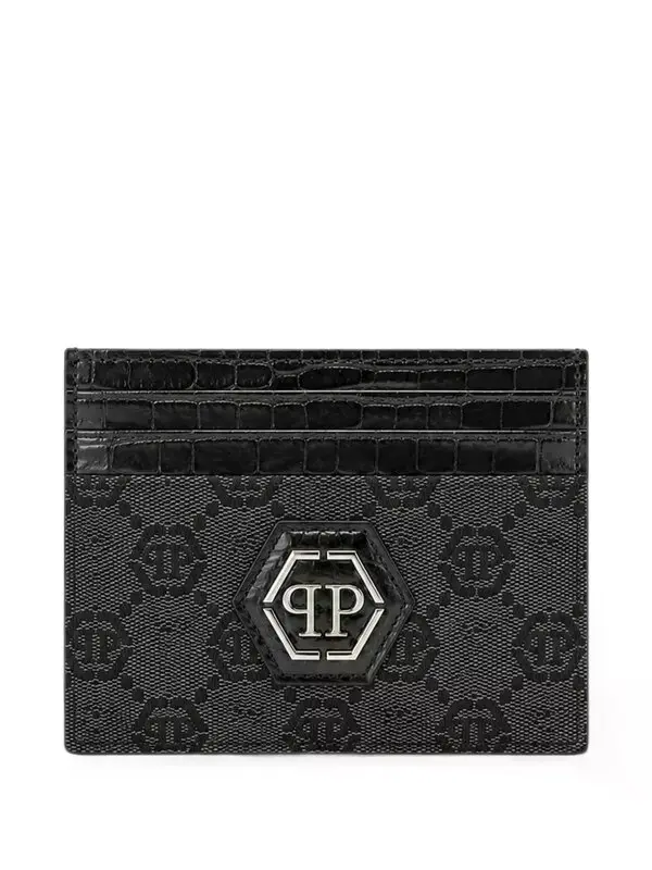 Philipp Plein Denim Cardholder Jacquard Monogram - Black