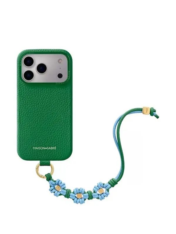 MAISON DE SABRE Leather Floral Motif Wristlet Charm