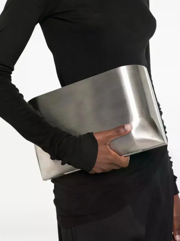 Rick Owens Sculptural Brushed-finish Clutch Bag