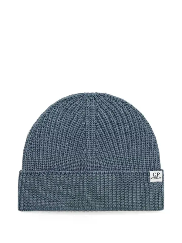 C.P. COMPANY Logo-patch Ribbed-knit Beanie Hat