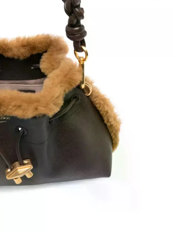 JIMMY CHOO Cinch Shearling-trimmed Leather Cross Body Bag