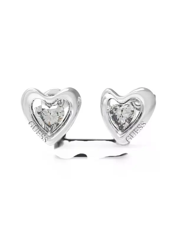 Guess Heart Crystal-embellished Earrings - Silver