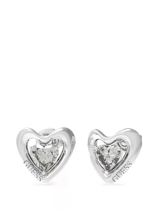 Guess Heart Crystal-embellished Earrings - Silver