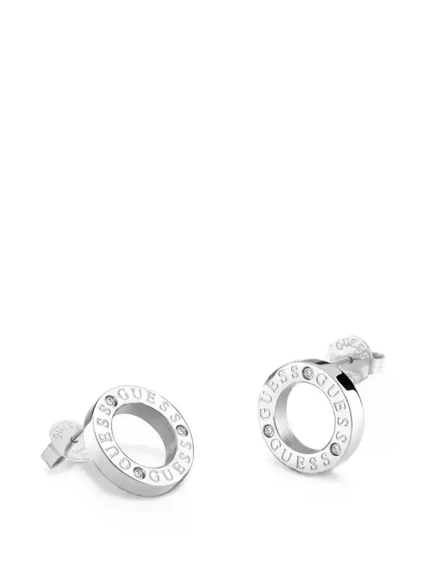 Guess Logo-engraved Stud Earrings - Silver