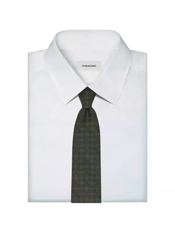 FERRAGAMO Micro Pattern Silk Tie