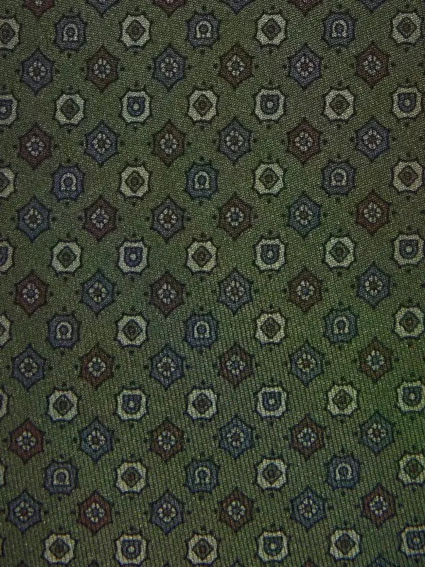 FERRAGAMO Micro Pattern Silk Neck Ties - Green