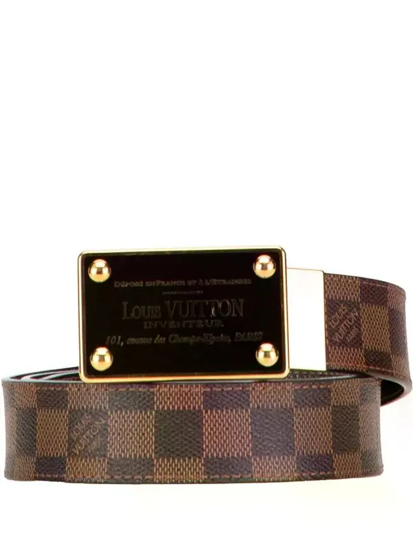 LOUIS VUITTON 2008 Damier Ebene Inventeur Reversible Belt - Brown