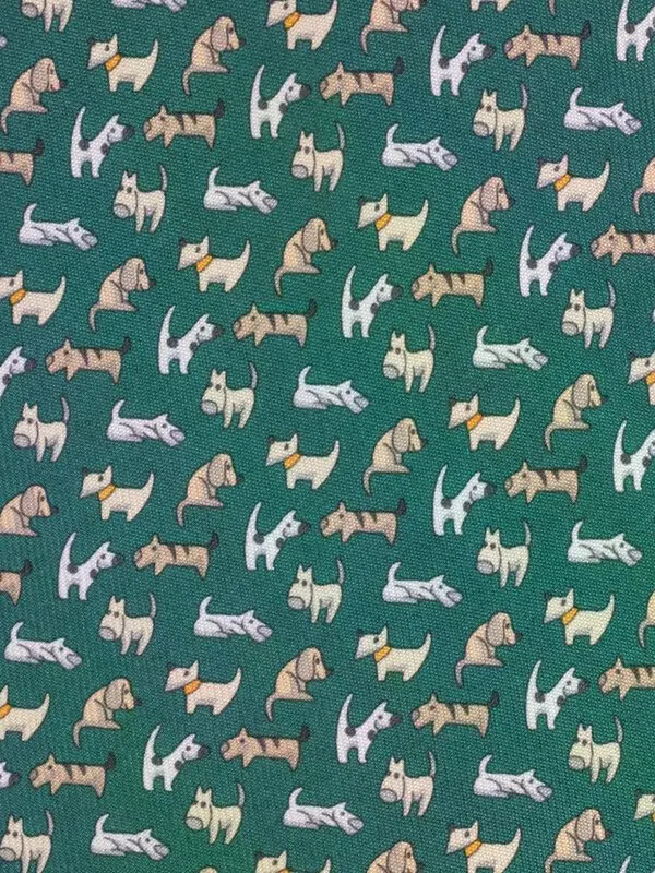 FERRAGAMO Dogs Print Silk Neck Tie - Green