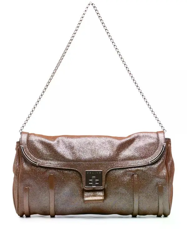 Celine 2008 Glitter Leather Chain Flap Shoulder Bag