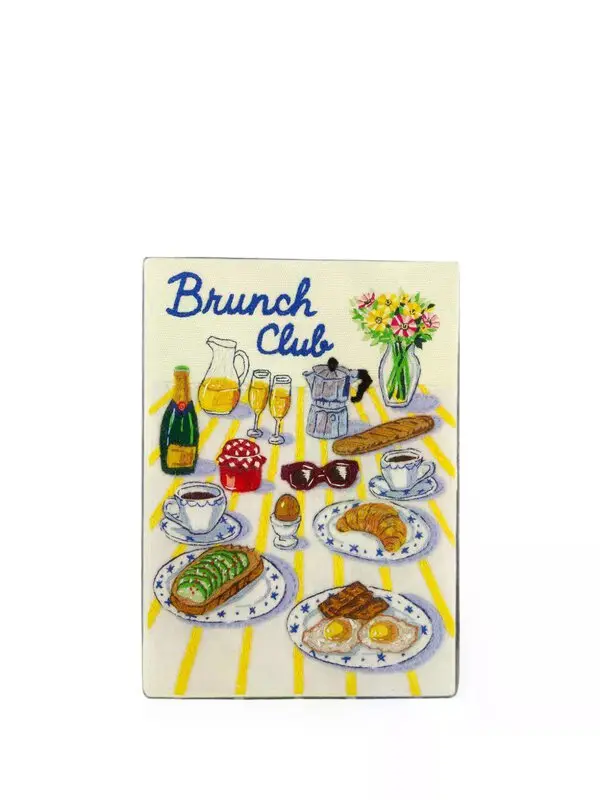 OLYMPIA LE-TAN Brunch Club Embroidered Clutch Bag - Yellow