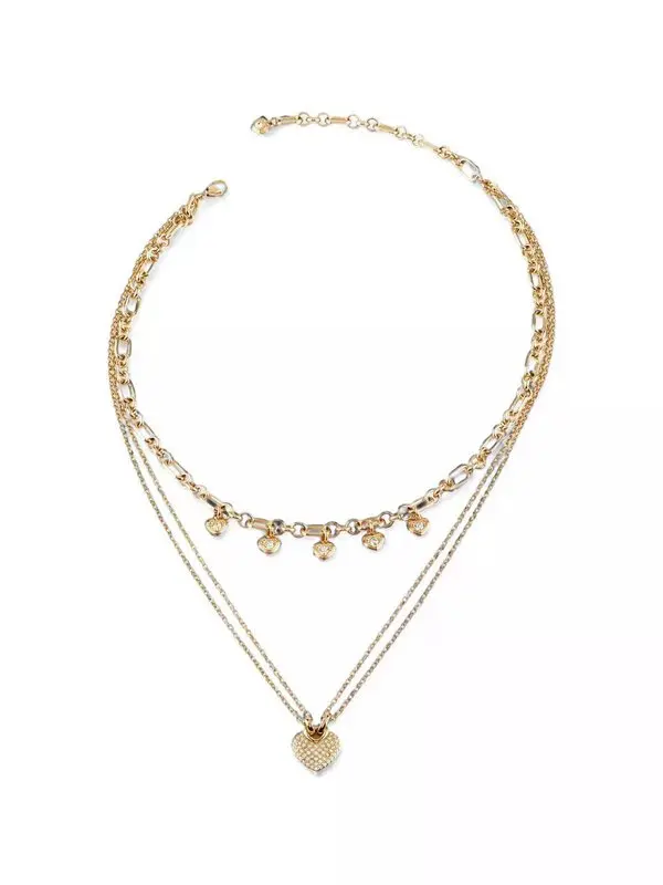 Guess Crazy In Love Layered Heart-pendant Necklace - Gold
