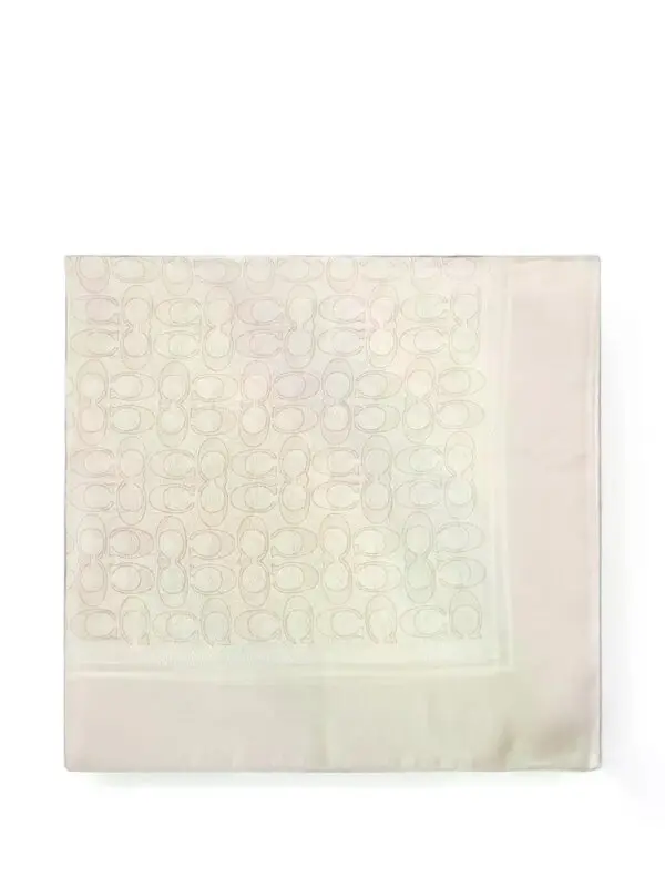 COACH Monogram-print Silk Scarf - Neutrals