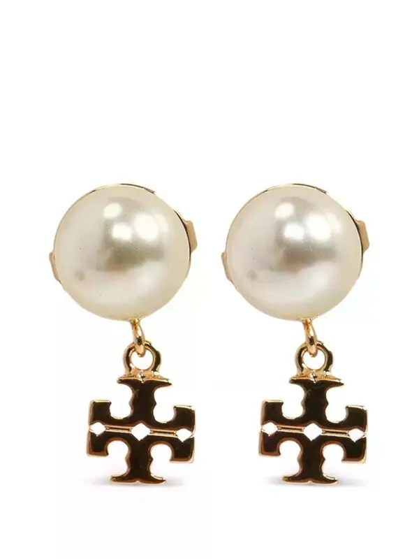 Tory Burch Double T Faux-pearl Earrings - Gold