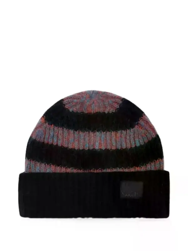 Paul Smith Striped Mohair-blend Beanie Hat