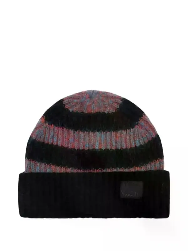Paul Smith Striped Mohair-blend Beanie Hat - Black
