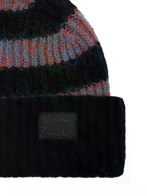 Paul Smith Striped Mohair-blend Beanie Hat