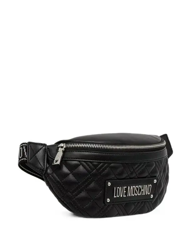 Moschino Quilted Logo Plaque Belt Bag