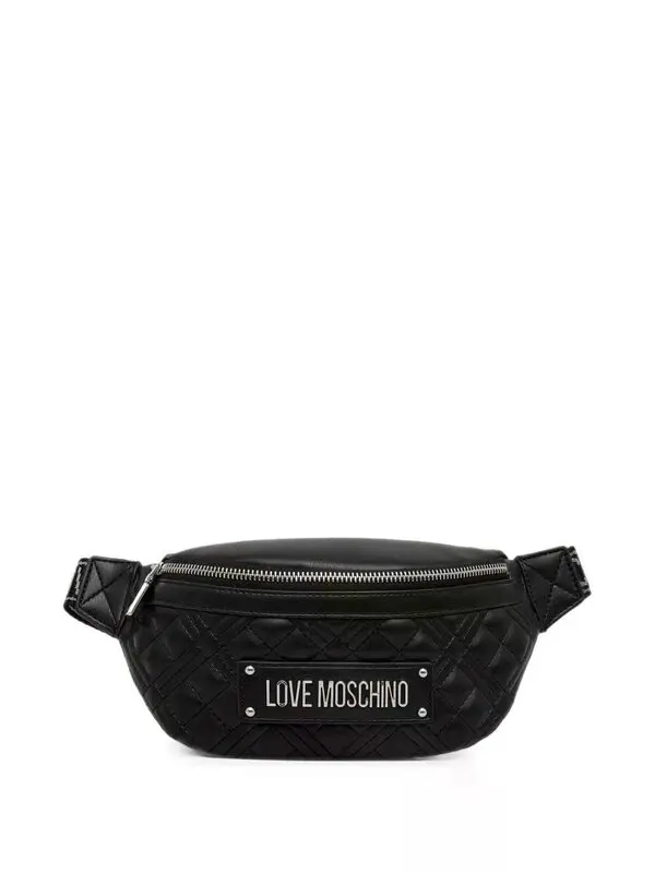 Moschino Quilted Logo Plaque Belt Bag
